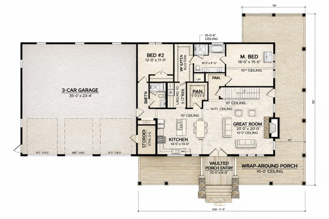 Barndominium Plan – Expansive 4-Bedroom, 3-Bathroom Home with Loft ...