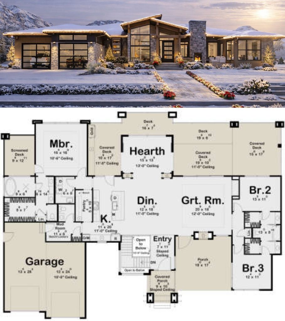 Contemporary House Plan – Spacious 3-Bedroom, 2.5-Bathroom Layout with ...