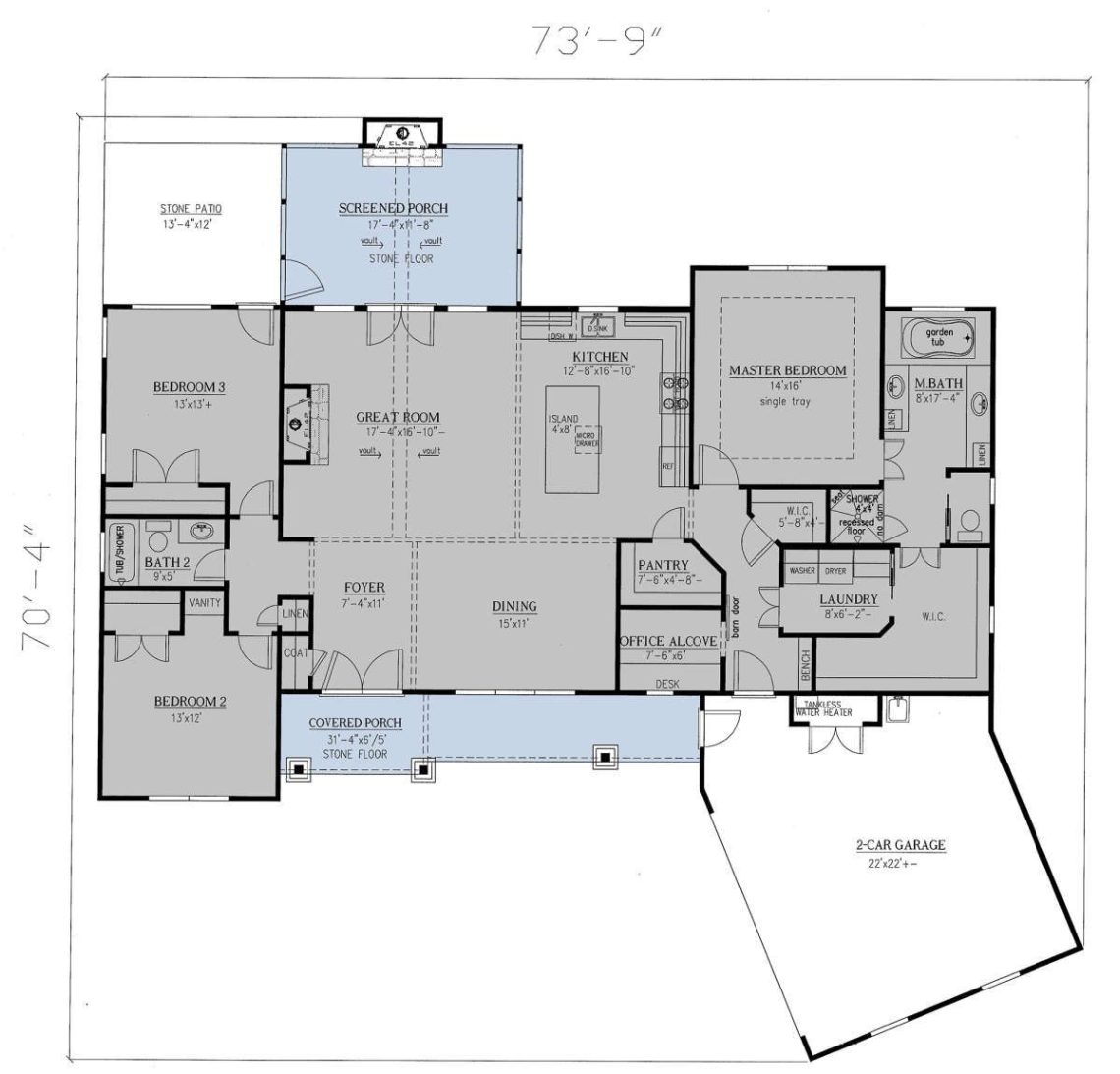 Farmhouse Plan – ~2,096 Sq Ft with Split Bedrooms, Open Living & Modern ...