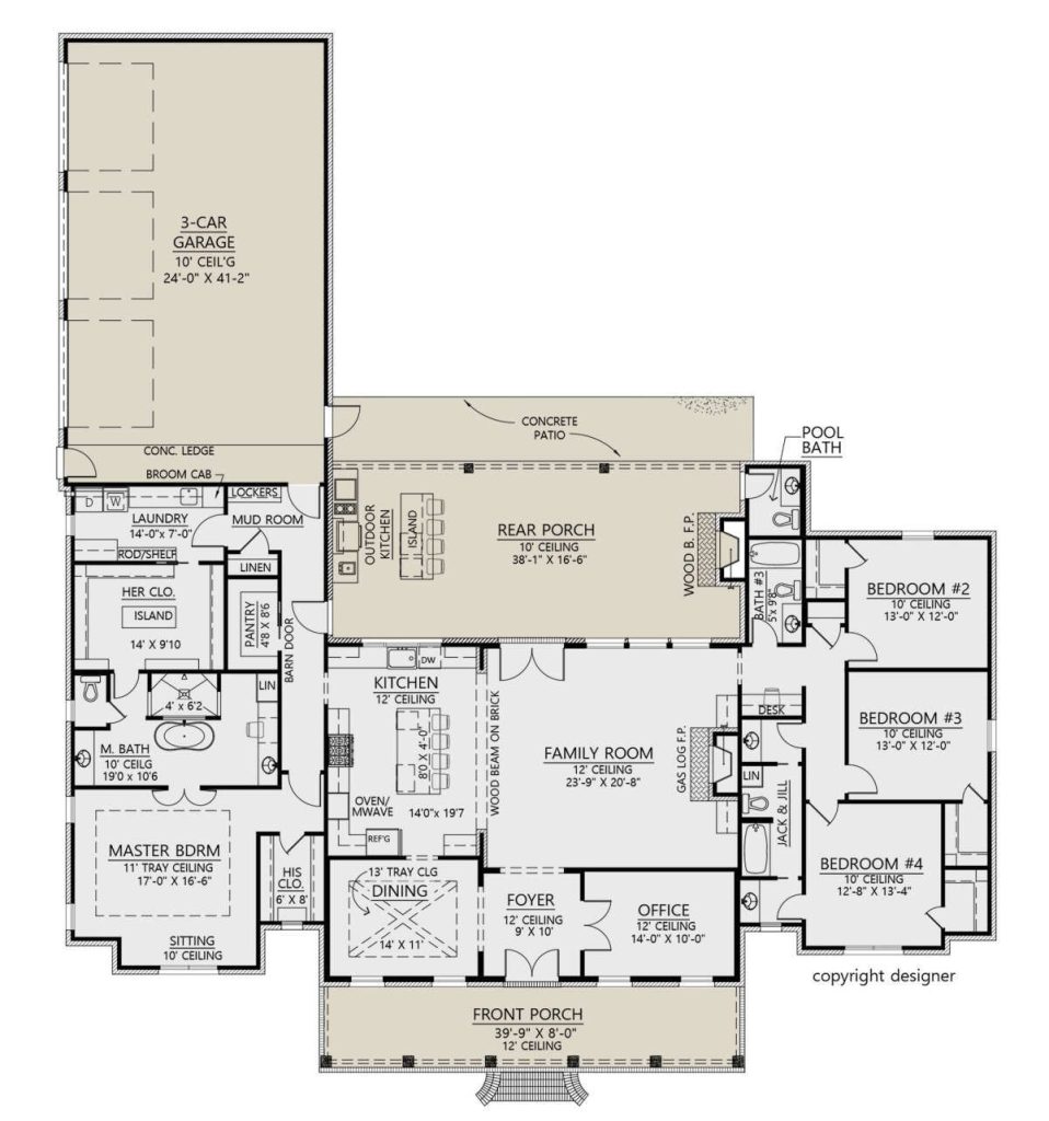 French Country House Plan – Stylish 4-Bedroom, 3.5-Bathroom Ranch with ...
