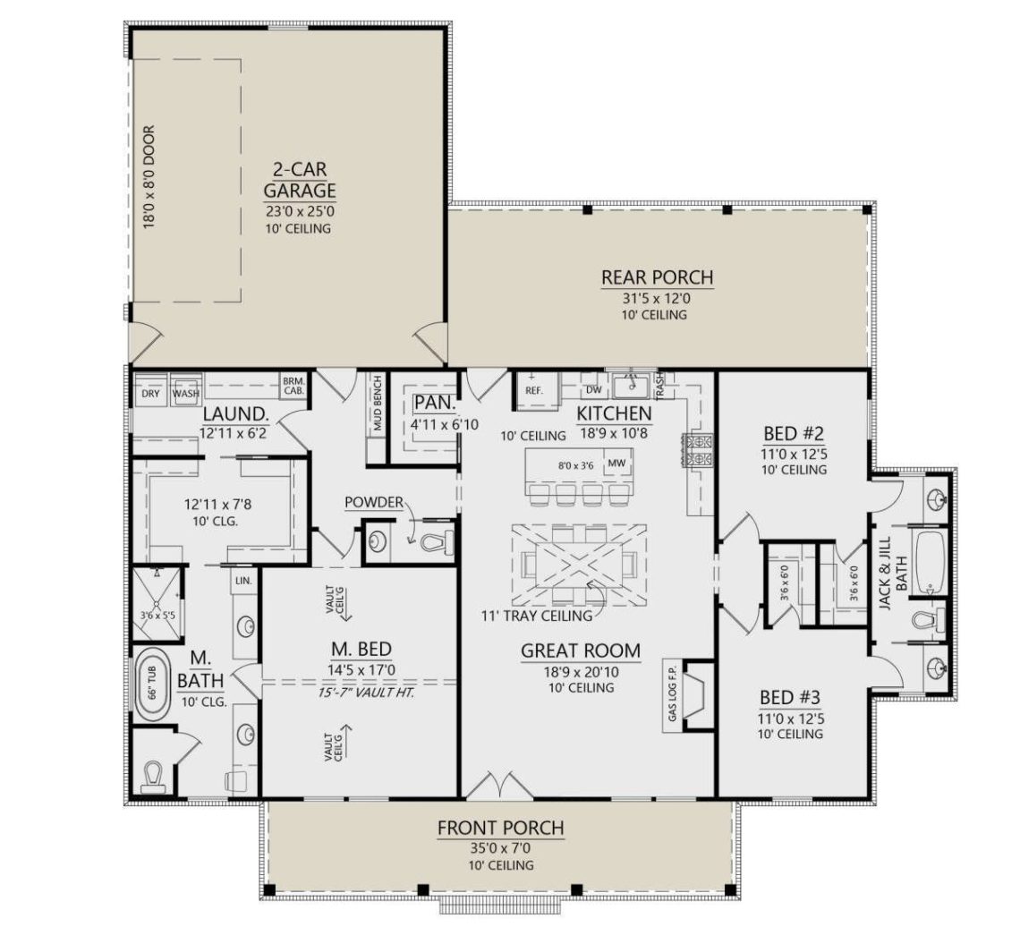 Modern Farmhouse Plan with Split Bedrooms & Porch Living – ~1,872 Sq Ft ...